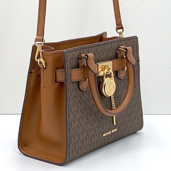 Michael Kors | Bags | Nwt Michael Kors Hamilton Small Satchel Crossbody Brownluggage Signature ...